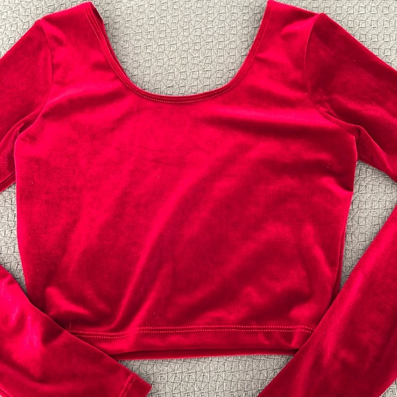 American Apparel | Tops | American Apparel Long Sleeve Red Velvet Crop ...